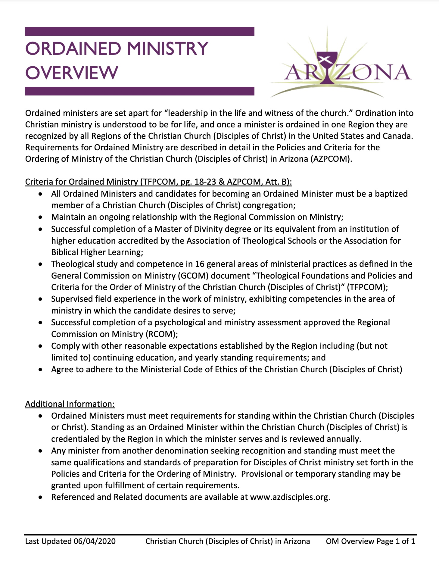 Regional Commission on Ministry - AZDisciples.org